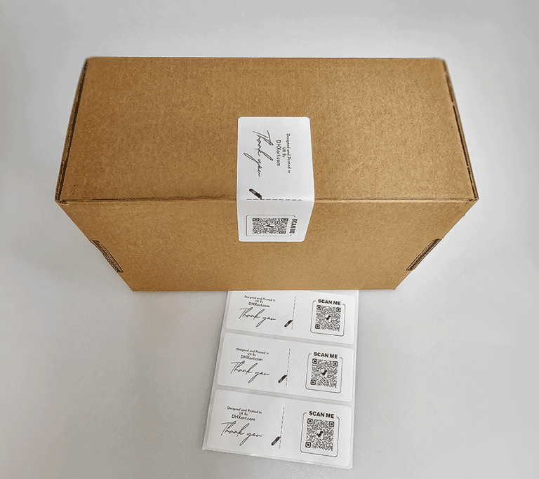 Custom Box Seal Stickers with your business logo, business name and QR code
